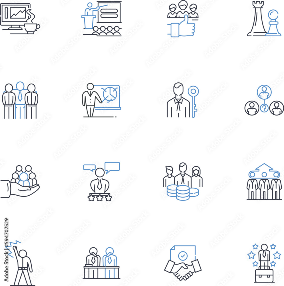 Manipulation line icons collection. control, influence, deceit ...