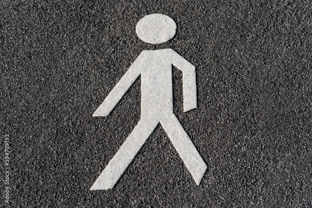 Fußgänger Symbol Zeichen Markierung auf Asphalt für Fußgängerzone ...