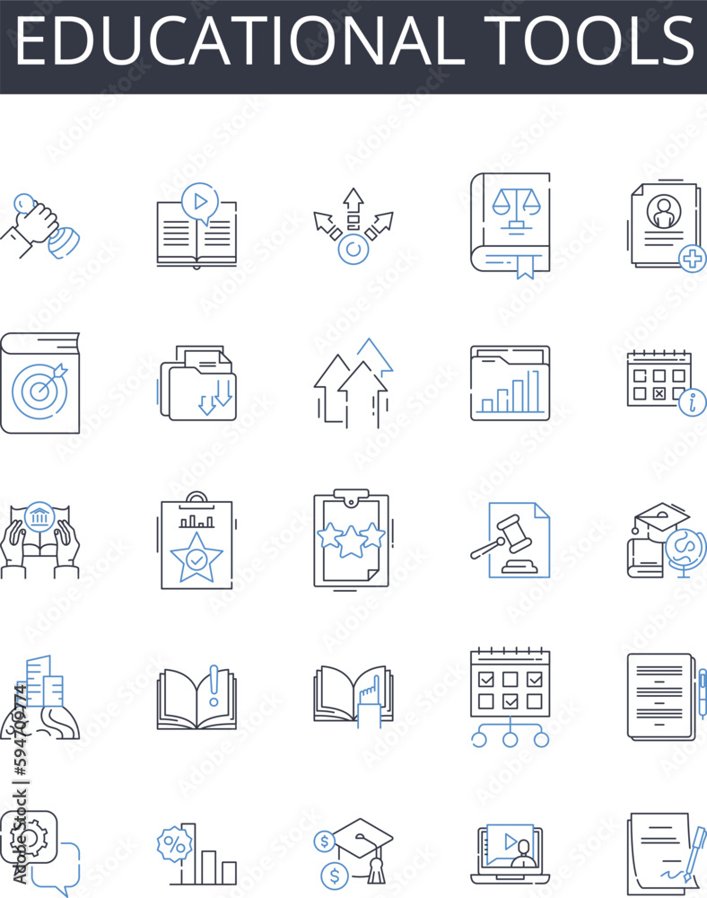 Educational tools line icons collection. Algorithmic, Automated ... Educational tools line icons collection. Algorithmic, Automated ...