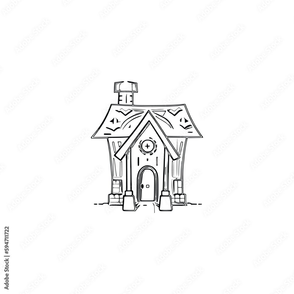 House coloring page, House line art, House coloring book for kids ...