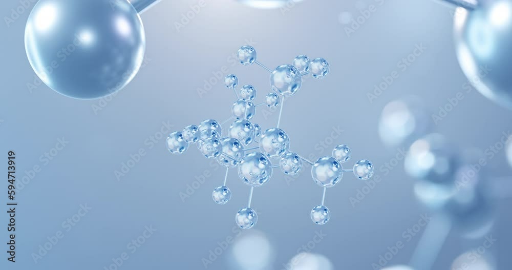 Acetylcholine molecule, rotating 3D model of neurotransmitter under a ...