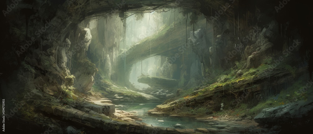 Deep down in forest canyon valley lies mysterious tunnels and caves ...