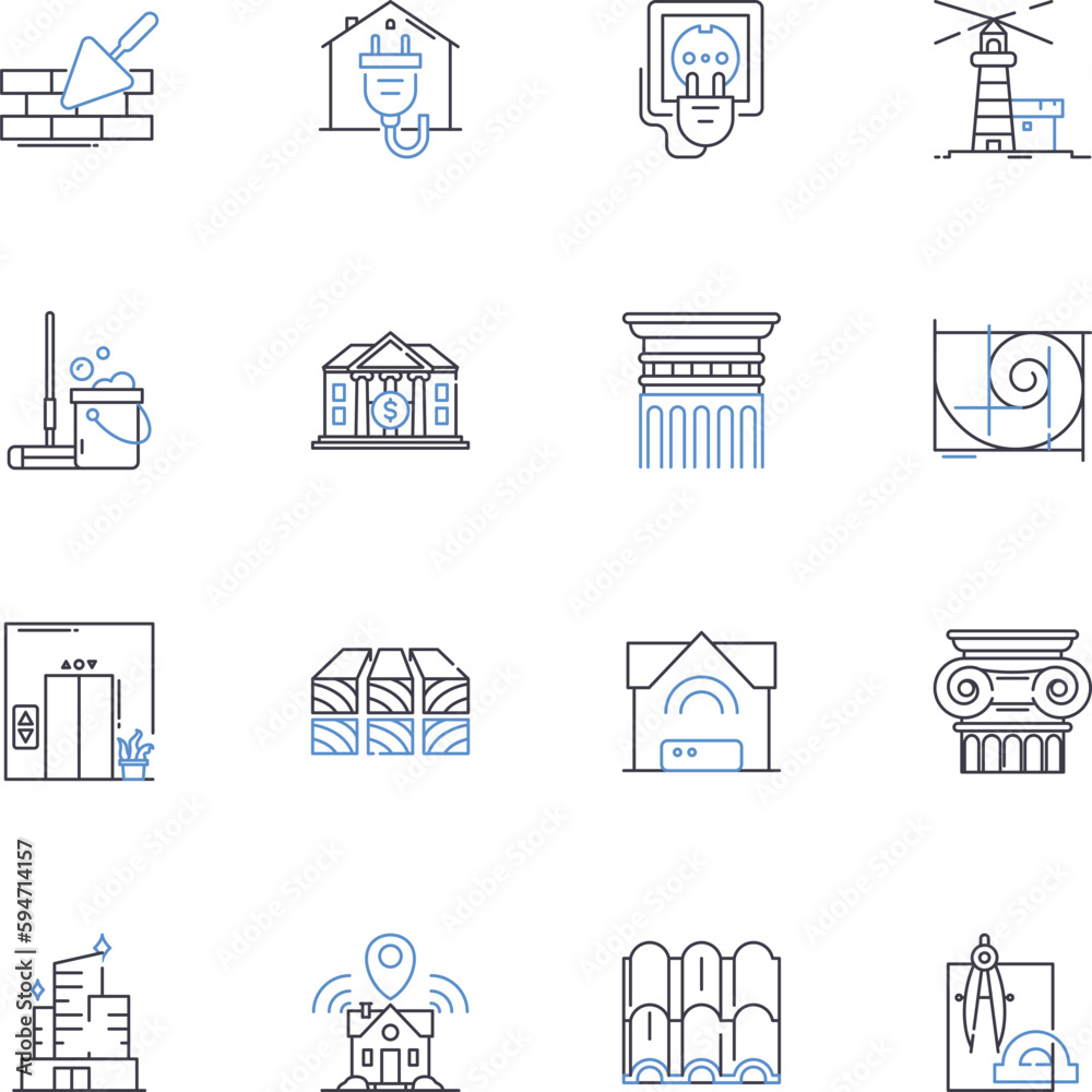 Tenement line icons collection. Slums, Crowded, Poverty, Cramped ...