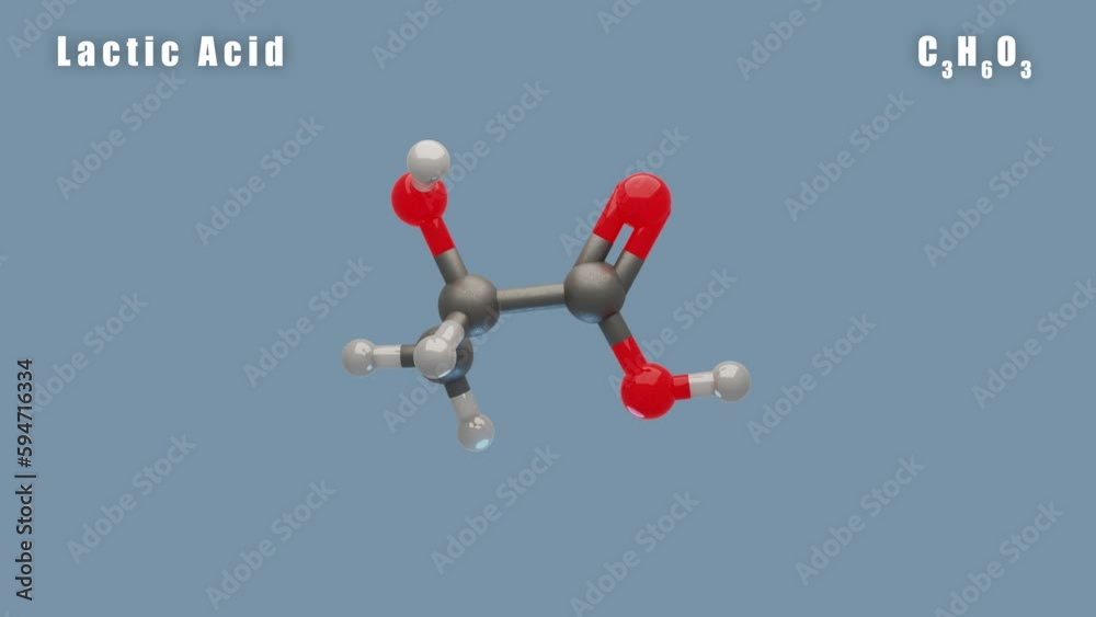 Vidéo Stock Lactic Acid of C3H6O3 3D Conformer animated render. Food ...