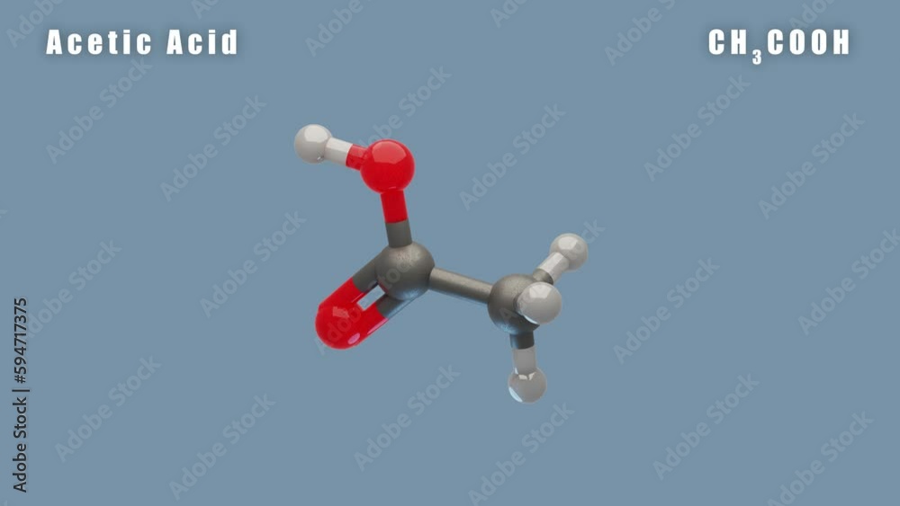 Acetic Acid molecule of C2H4O2 3D Conformer animated render. Food ...