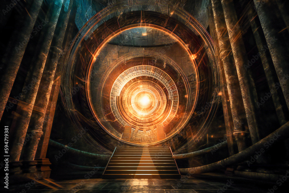 Fantasy big hall in heaven or in a spiritual dimension. Deep spiritual ...