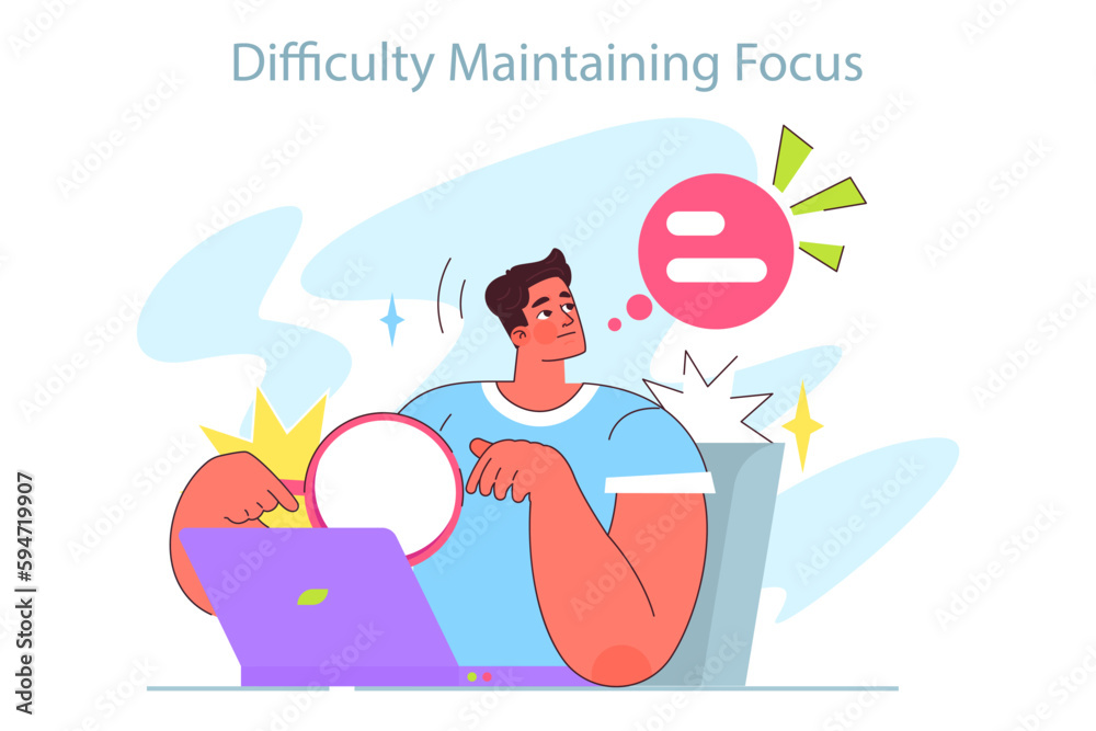 ADHD symptom. Attention deficit hyperactivity disorder signs Stock ...