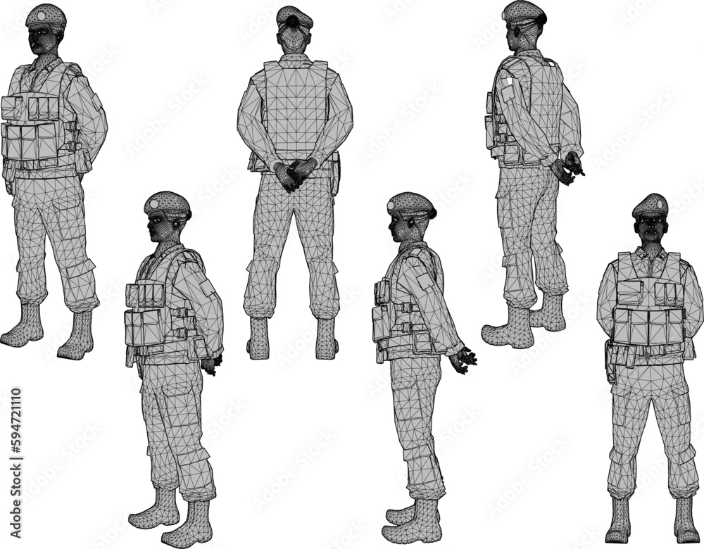 Vector sketch of special police army troop illustration Stock Vector ...