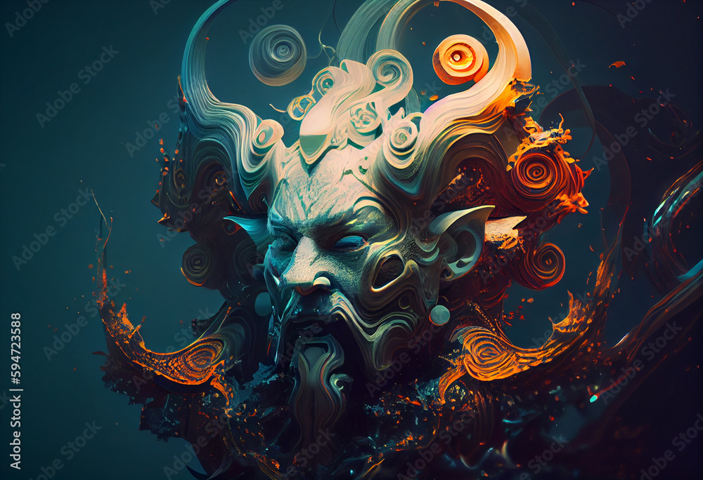 Beautiful abstract Susanoo - god of storms and the sea. Generative AI ...