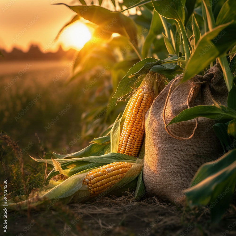 old sack of corn,.in natural and rustic environment,.AI generated Stock ...