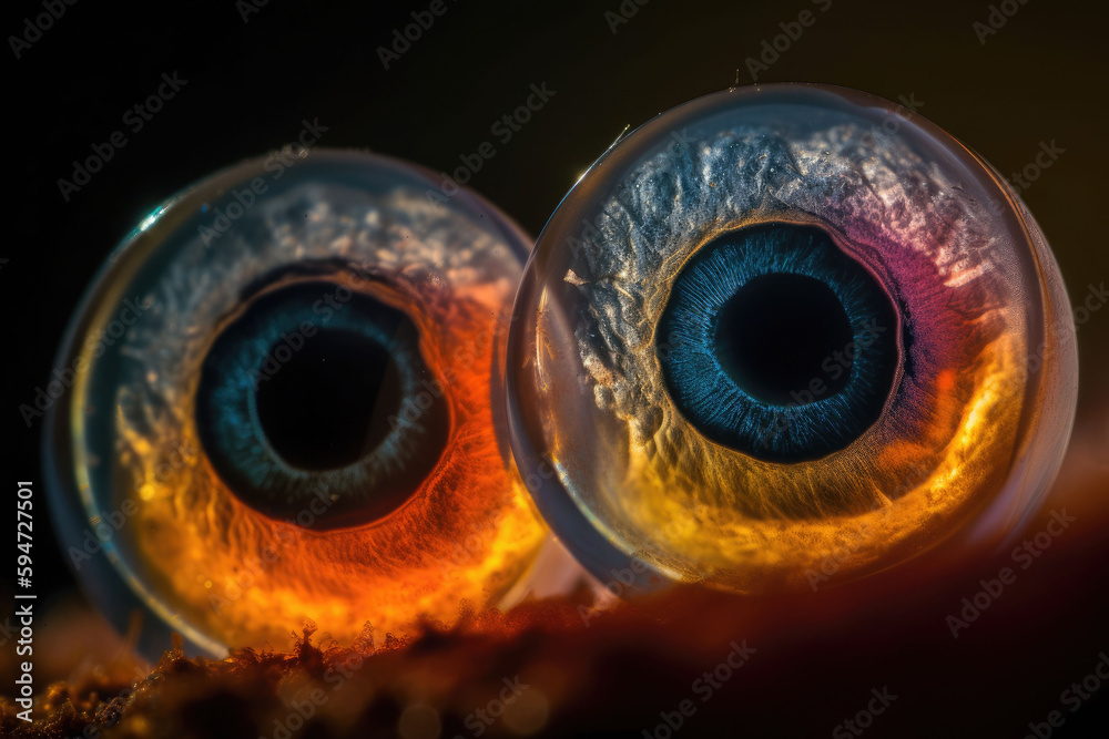 Biological cells under a microscope. The microorganisms microbes ...