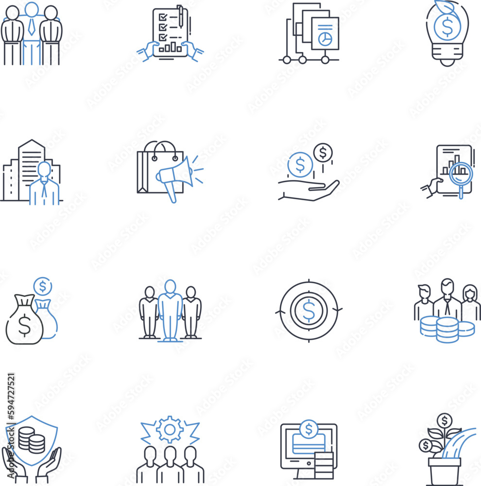 Capitalism line icons collection. Profit, Competition, Free-market ...