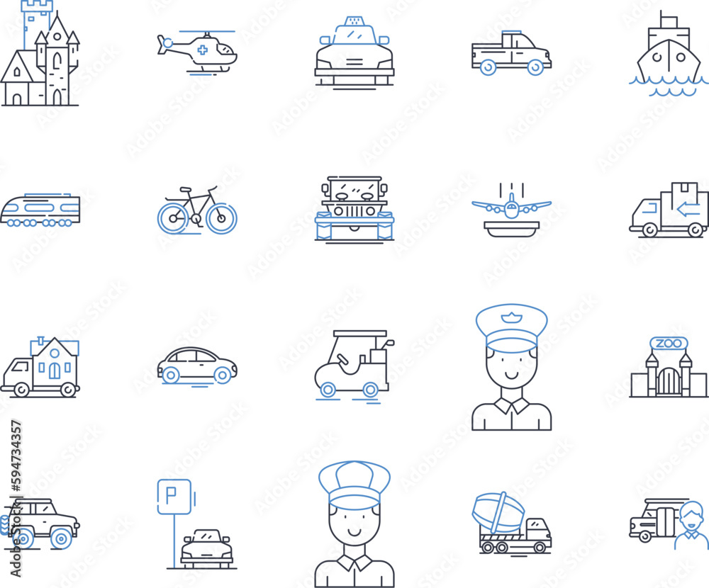 Conveyance line icons collection. Transportation, Delivery, Shipment ...