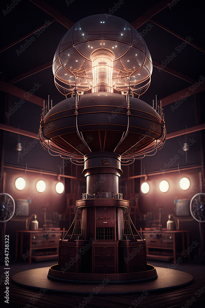 Tesla Coil Laboratory - Generative Ai Stock Illustration | Adobe Stock
