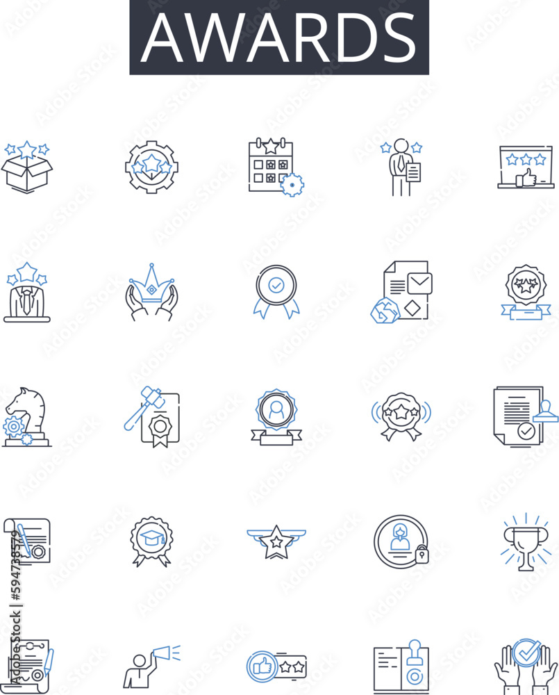 Awards Line Icons Collection Counting Summing Tabulating Calculating Enumerating Reckoning
