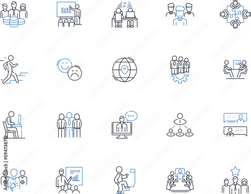 Corporate communications line icons collection. Messaging, Strategy ...
