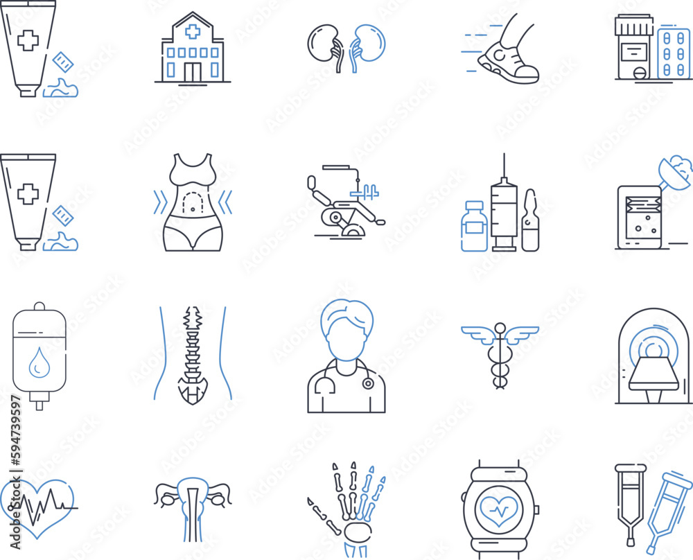 Cupping therapy line icons collection. Suction, Pressure, Massage ...