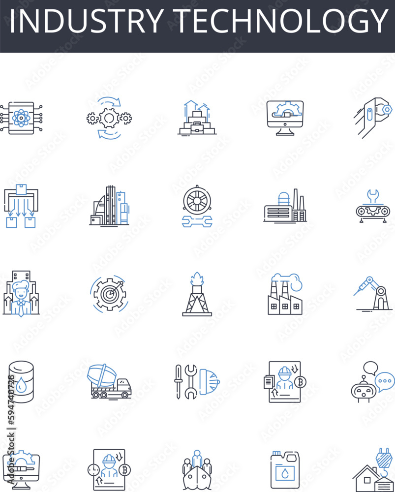Industry technology line icons collection. Manufacturing, Engineering ... Industry technology line icons collection. Manufacturing, Engineering ...