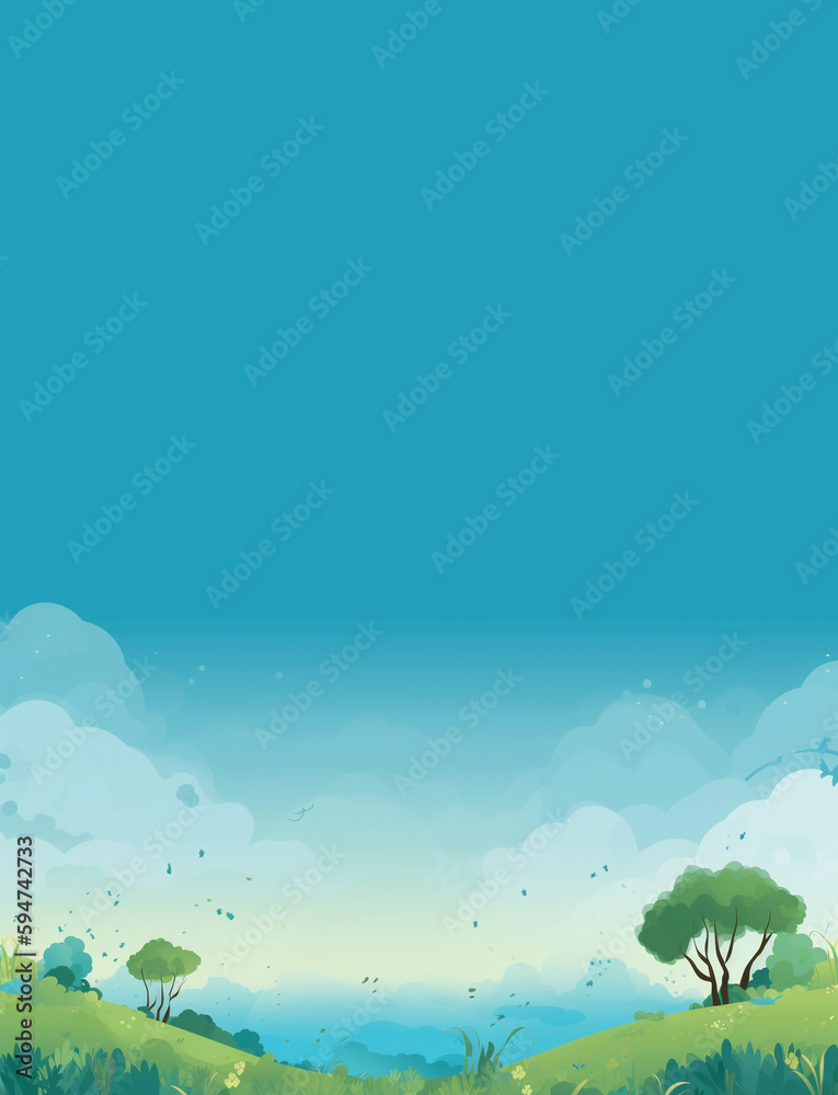 Environment day poster background, land river and plants, birds in sky ...