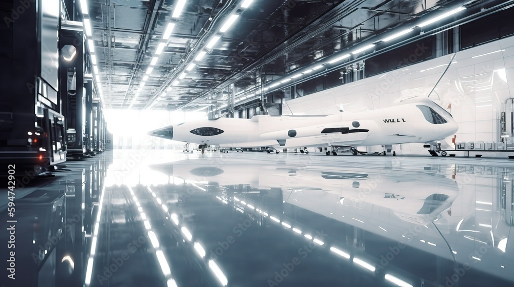 White and black glossy interior space facility meintenance gargo, sci ...