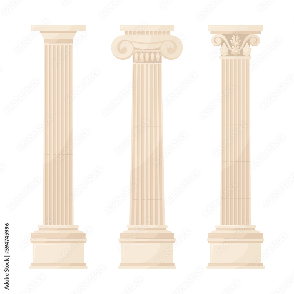 Greek columns. A set of illustrations of three types of Greek columns ... Greek columns. A set of illustrations of three types of Greek columns ...