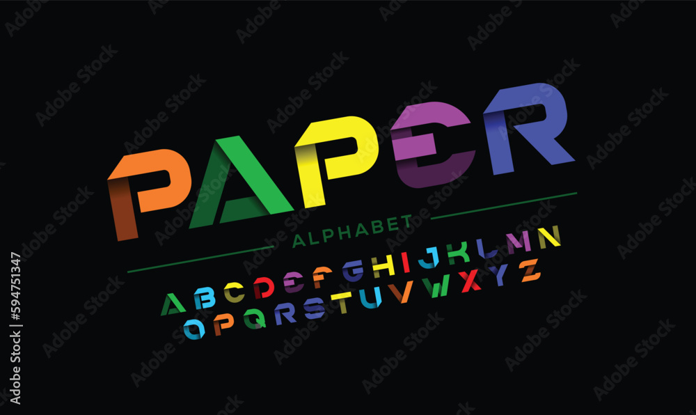 Origami style font design, paper folding alphabet letters and numbers ...