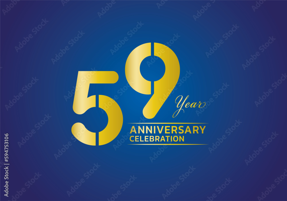 Vetor de 59 years anniversary celebration logotype gold color vector ...
