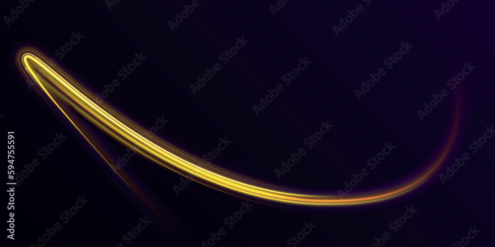 Neon line yellow. Long time exposure motion blur effect. Neon light ...