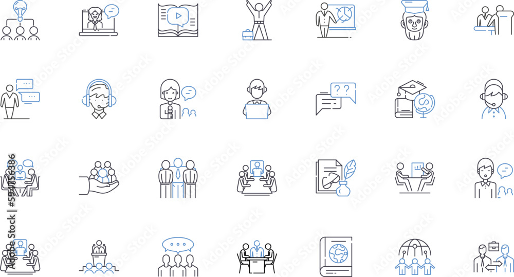 Guiding line icons collection. Leadership, Direction, Mentorship ...