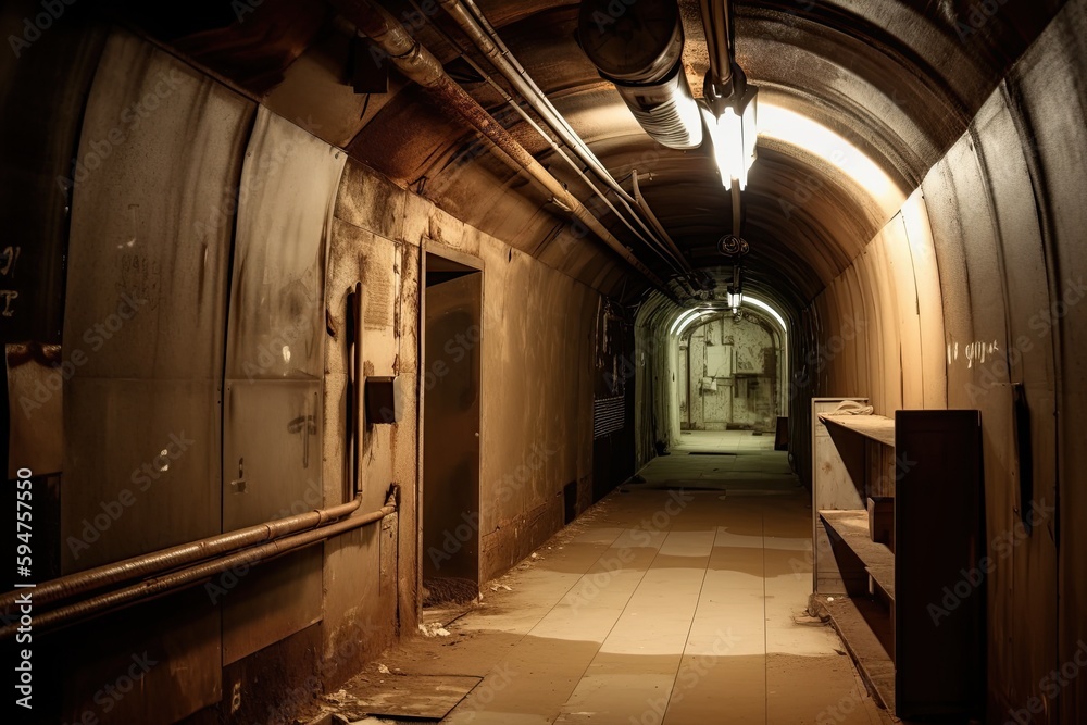 nuclear fallout shelter underground. Reinforced structure that shields ...