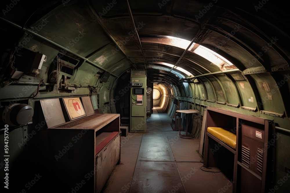 Underground shelter designed to protect against nuclear fallout. Strong ...