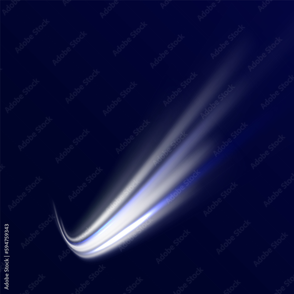 Linear magic glowing spark swirl trail. Abstract light speed motion ...
