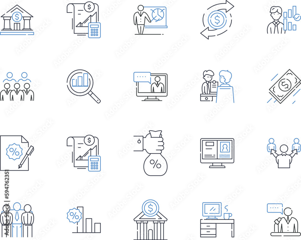Resource Management Line Icons Collection Allocation Optimization