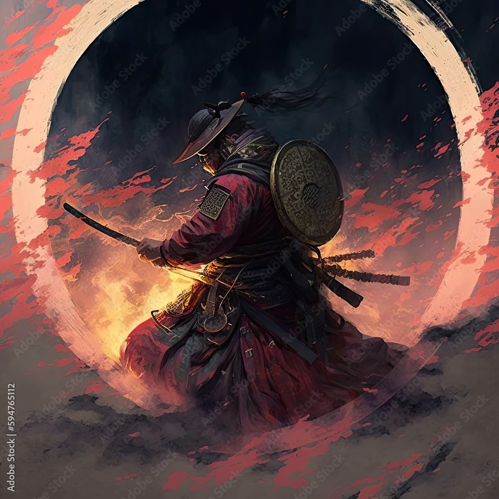 ninja warrior with sword and shield created with generative AI ...