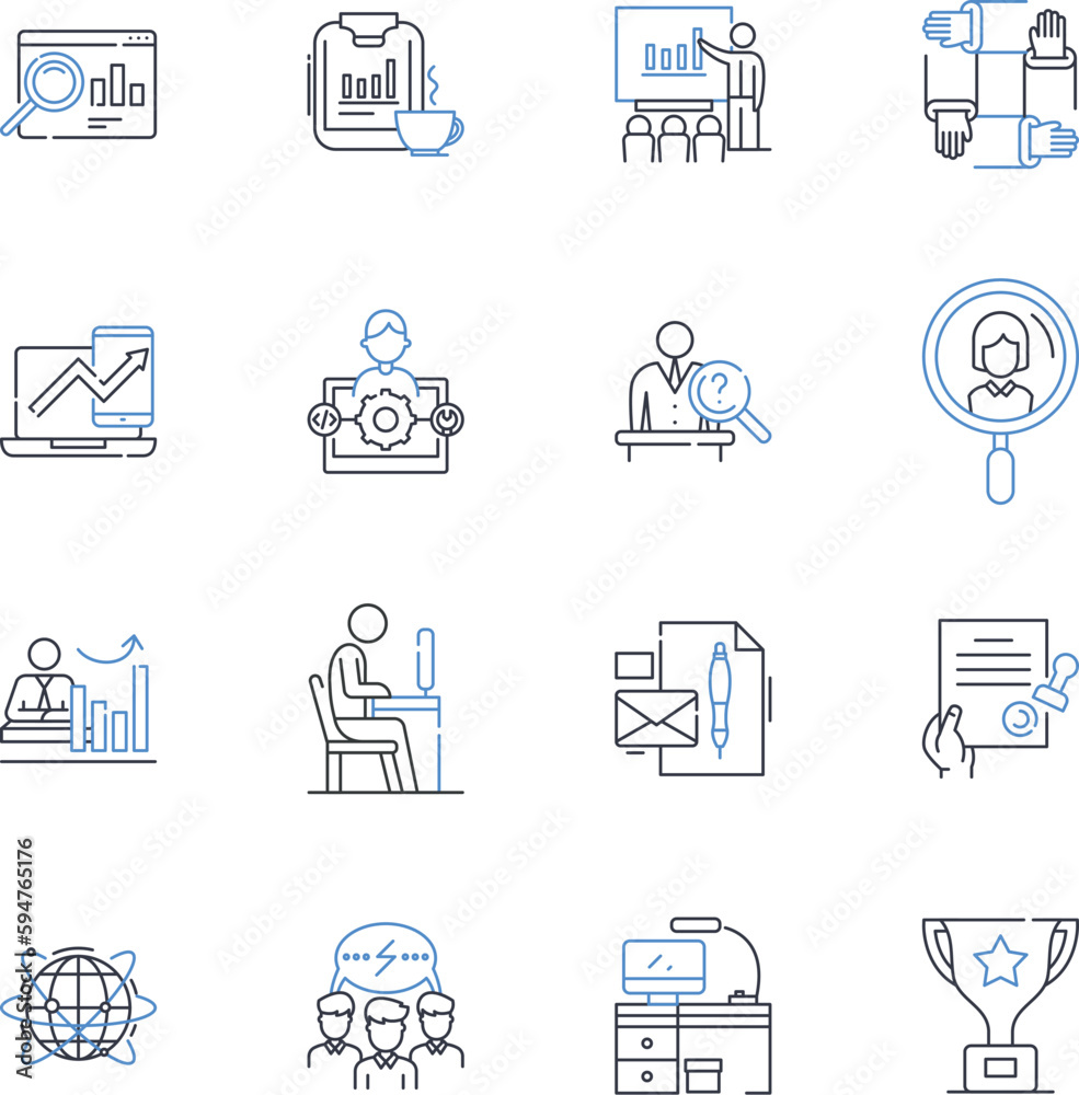 Organization premises line icons collection. Environment, Space, Layout ...