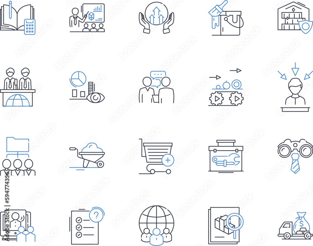Company Operations Line Icons Collection Efficiency Productivity Innovation Sustainability
