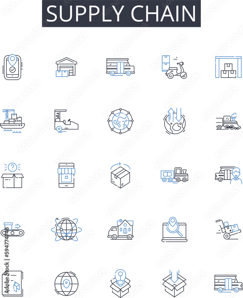 Supply chain line icons collection. Value stream, Logistics nerk ... Supply chain line icons collection. Value stream, Logistics nerk ...