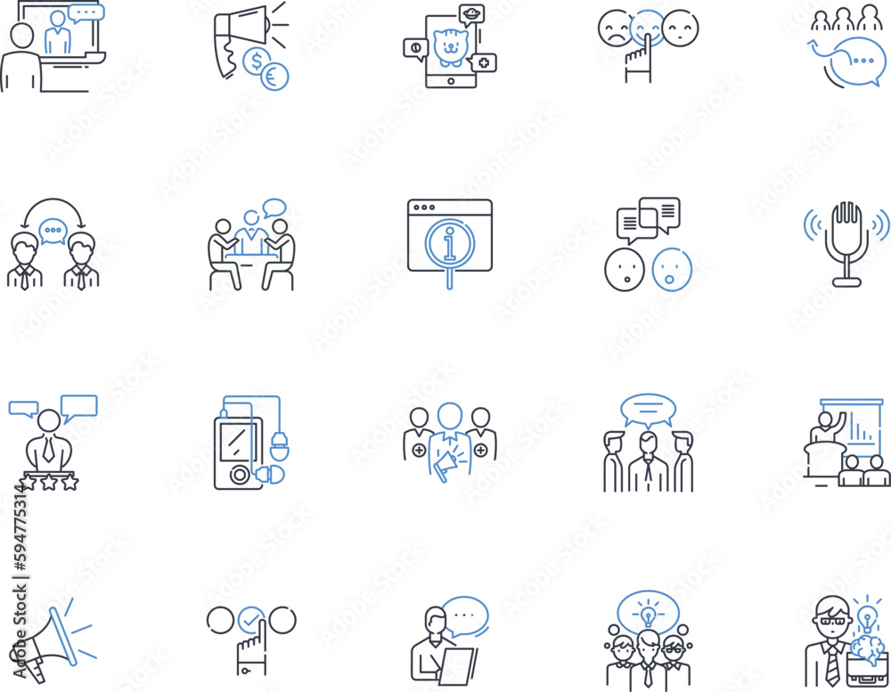 Pronunciation line icons collection. Articulation, Accent, Diction ...