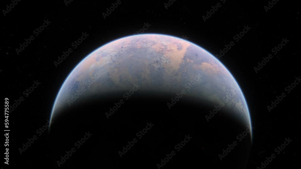 Cinematic animation of exoplanet in another solar system. A ...