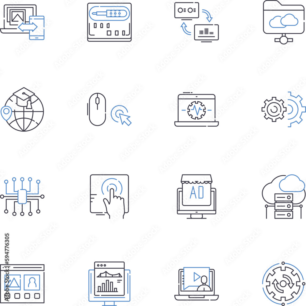Virtual portal line icons collection. Innovative, Accessible, User ...