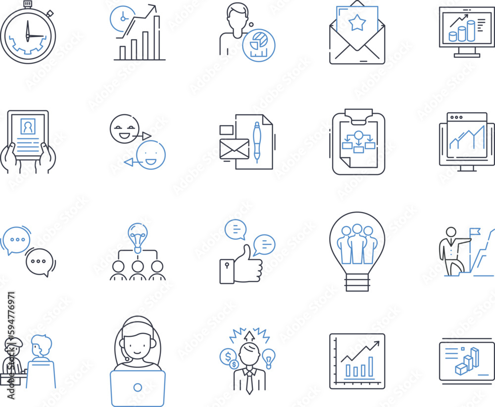 Risk management and mitigation line icons collection. Insurance ...