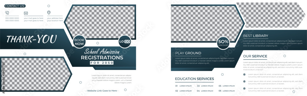 School Admission Registration Bifold Brochure 4 Page Design Template ...