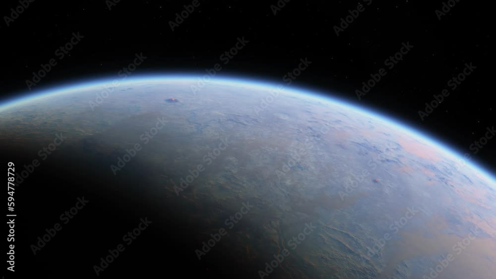 Cinematic animation of exoplanet in another solar system. A ...