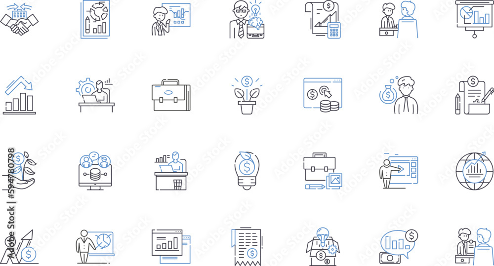 Financial analysis line icons collection. Budgeting, Forecasting ...