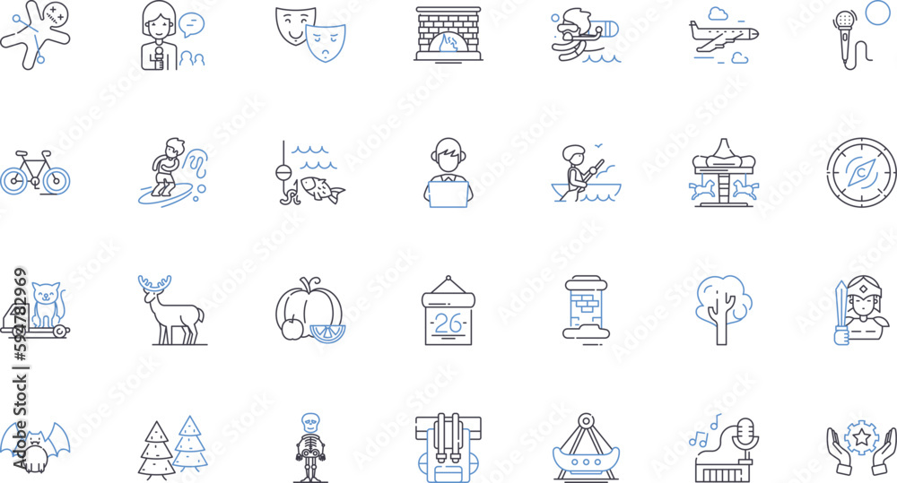 Jubilation group line icons collection. Celebration, Euphoria ...