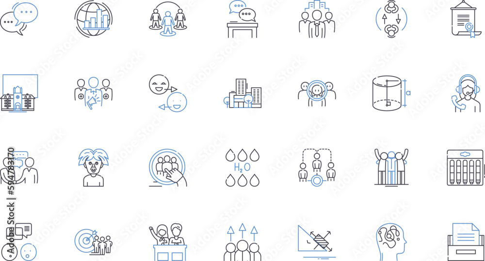 Training and coaching line icons collection. Motivation, Development ...