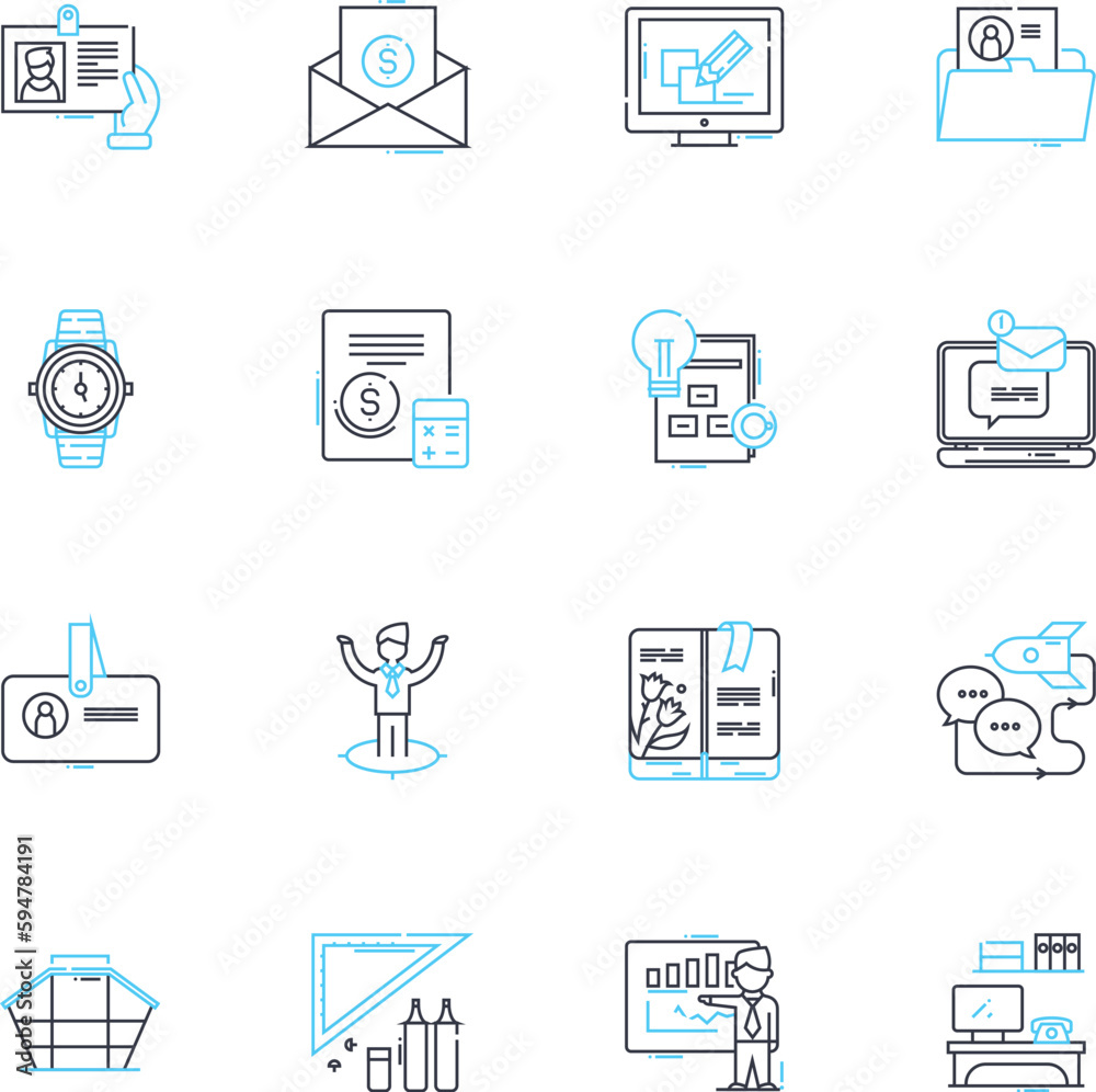 Organizational Chart Linear Icons Set Hierarchy Departments Roles Positions Chain