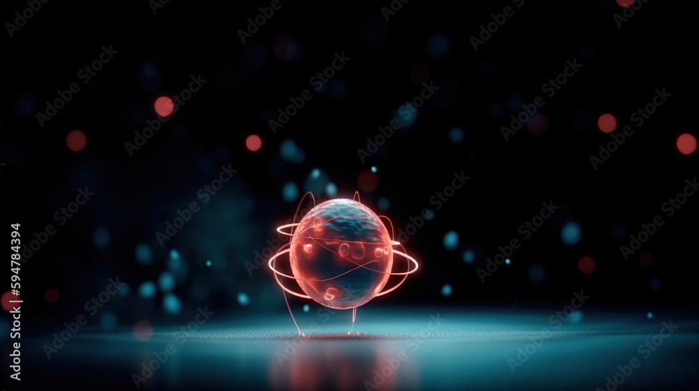 Model of the atom with electrons and protons, ai art Stock Illustration ...