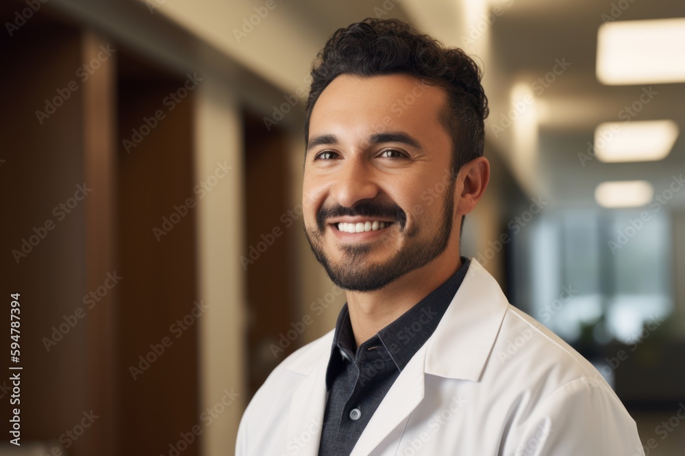 Portrait of a young male doctor smiling and looking at the camera Stock ...