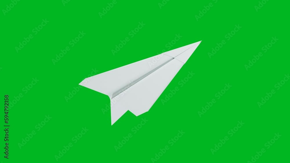 3D paper plane flying seamless loop animation side view on transparent ...